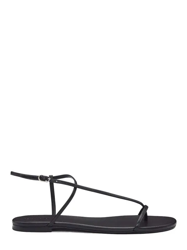 REFORMATION Pina Flat Leather Sandal - Black