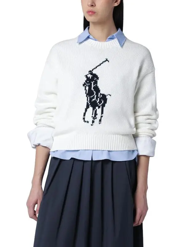 Polo Ralph Lauren Sweater With Logo Intarsia - White