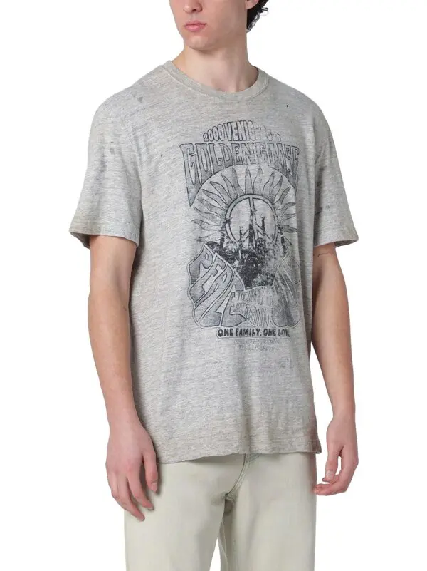 GOLDEN GOOSE Vintage-effect T-shirt With Print - Grey