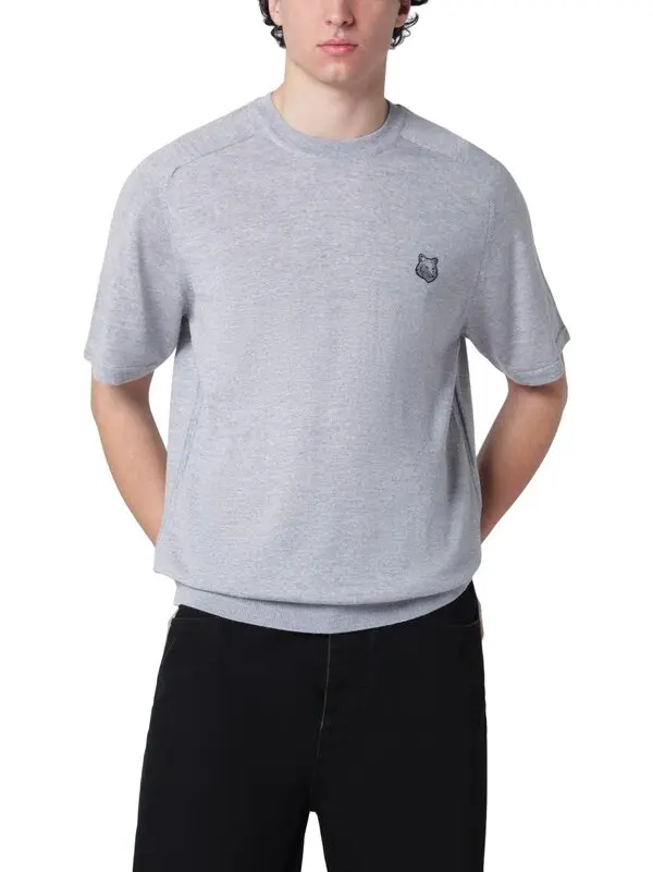Maison Kitsuné Mélange Fox Head Wool Sweater - Grey
