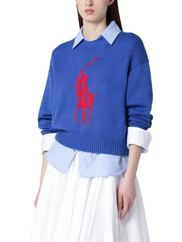 Polo Ralph Lauren Sweater With Intarsia Logo - Blue