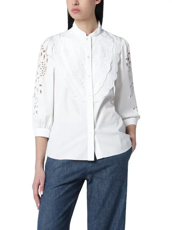 Valentino Garavani Shirt With Sangallo Embroidery - White