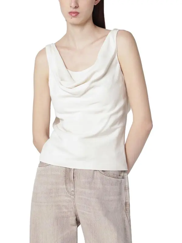 Brunello Cucinelli Fluid Viscose And Linen-twill Top - White
