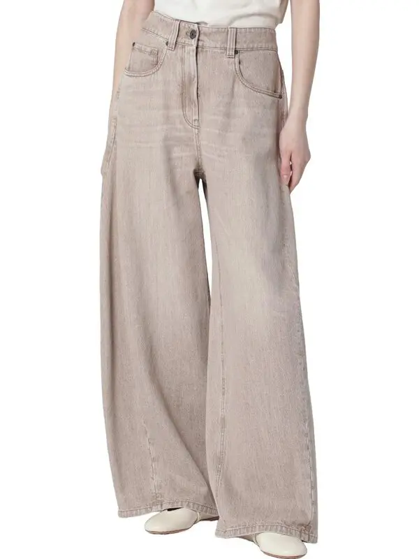 Brunello Cucinelli Wide-leg Denim Jeans - Beige