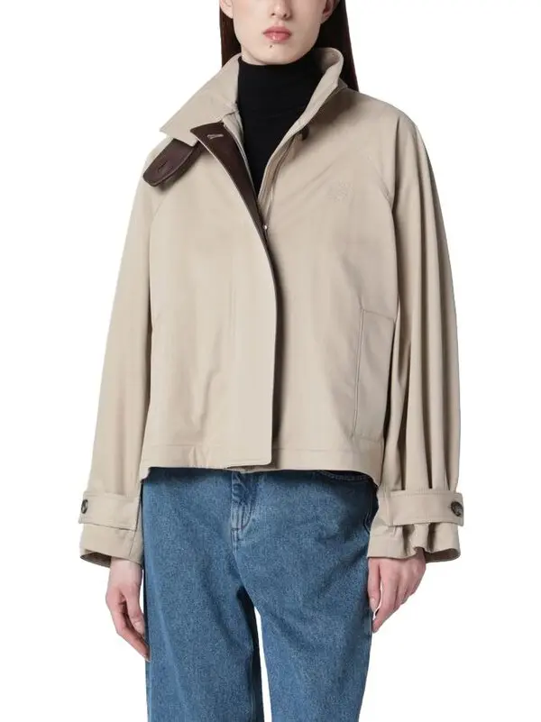 Loewe Short Cotton And Silk Parka - Beige