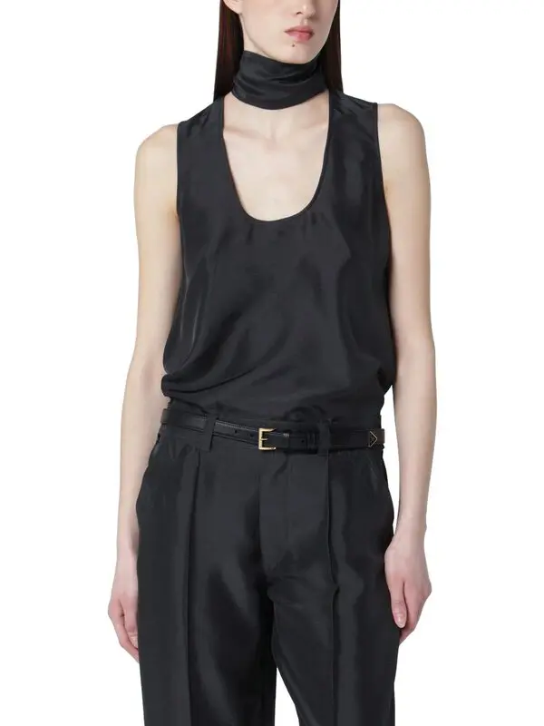 DURAZZI MILANO Silk Tank Top With Scarf - Grey