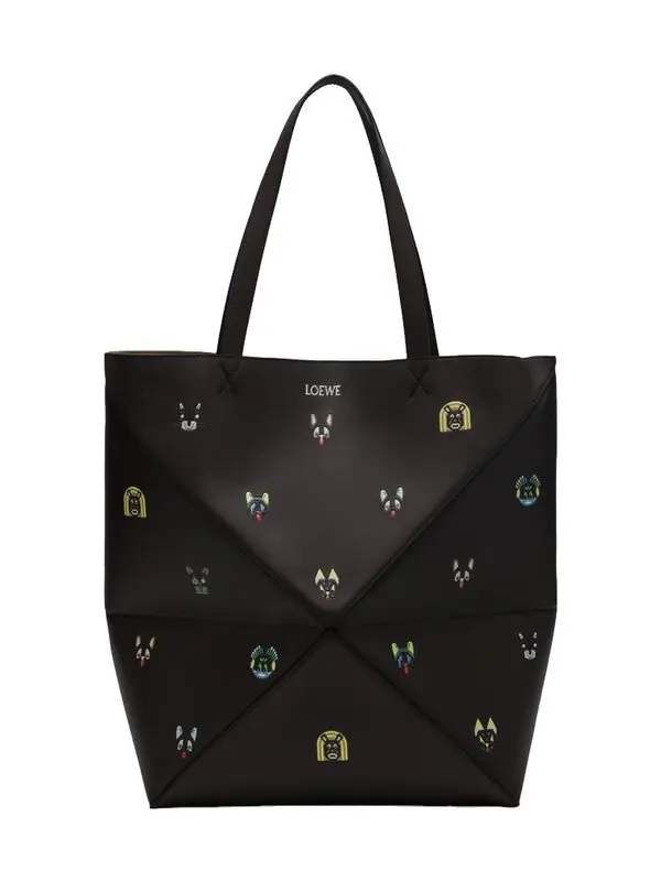 Loewe Puzzle Fold Xl Cats Tote Bag - Brown