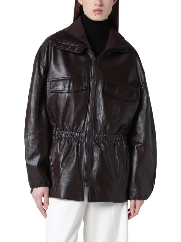 THE FRANKIE SHOP Leather Carnaby Jacket - Burgundy