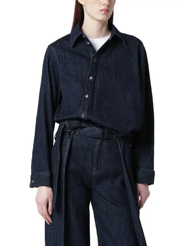 Loewe Indigo Draped Denim Shirt - Blue