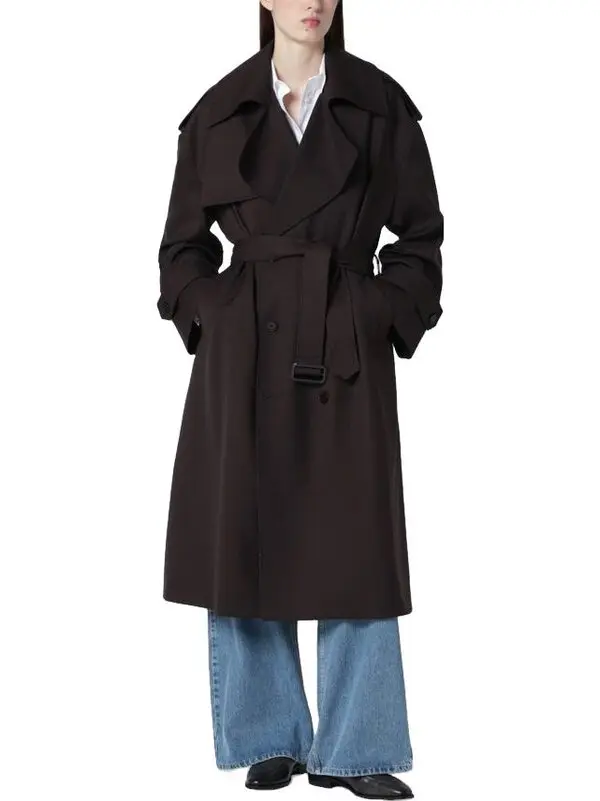 THE FRANKIE SHOP Dursley Wool-blend Trench Coat - Brown