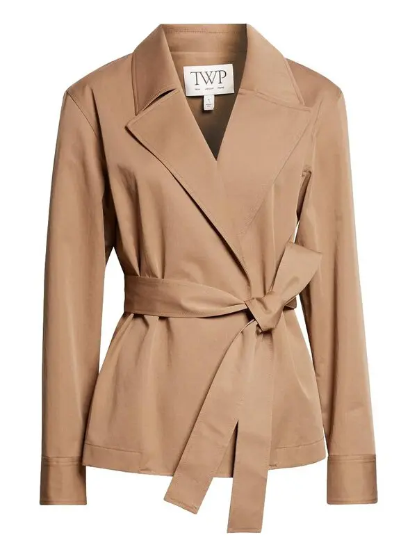 TWP Belted Cotton Trench Coat - British Khaki