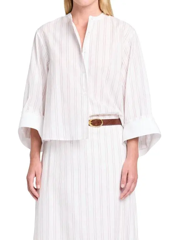 TWP The Beau Stripe Button-up Shirt - White/wine