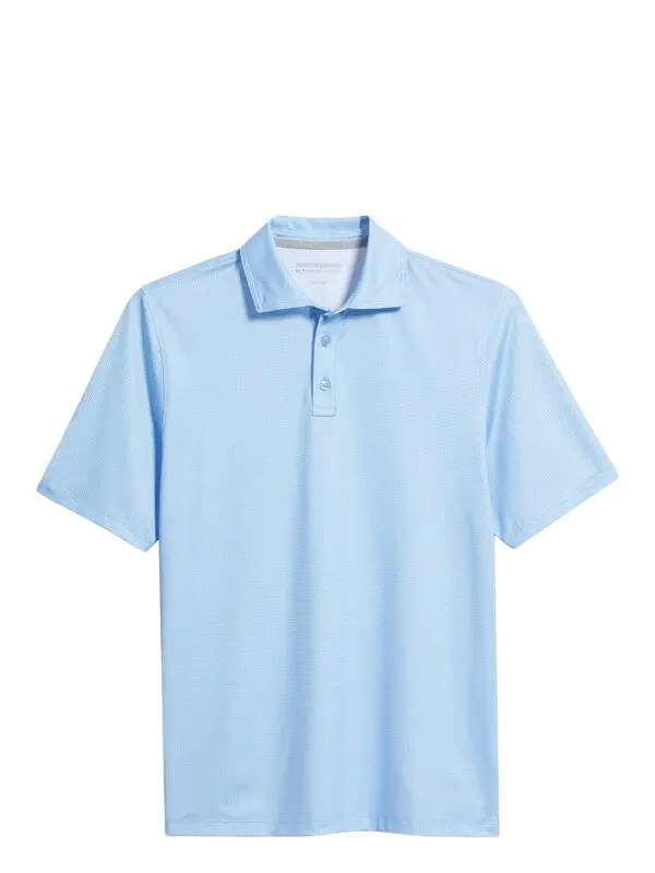 Johnston & Murphy Xc+™ Ace Micropattern Performance Golf Polo - Light Blue/white Gingham
