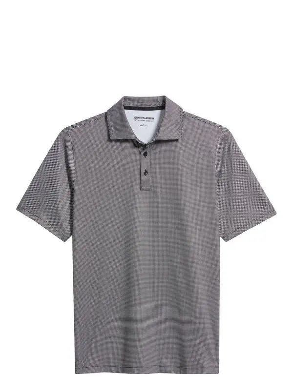 Johnston & Murphy Xc+™ Ace Micropattern Performance Golf Polo - Black/white Gingham