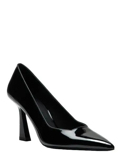 STUART WEITZMAN Vinnie 85 Patent Leather Pointed Toe Pump - Black