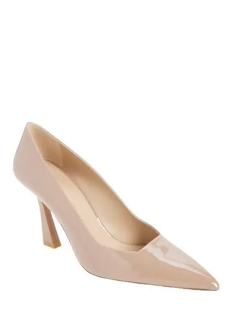 STUART WEITZMAN Vinnie 85 Patent Leather Pointed Toe Pump - Linen