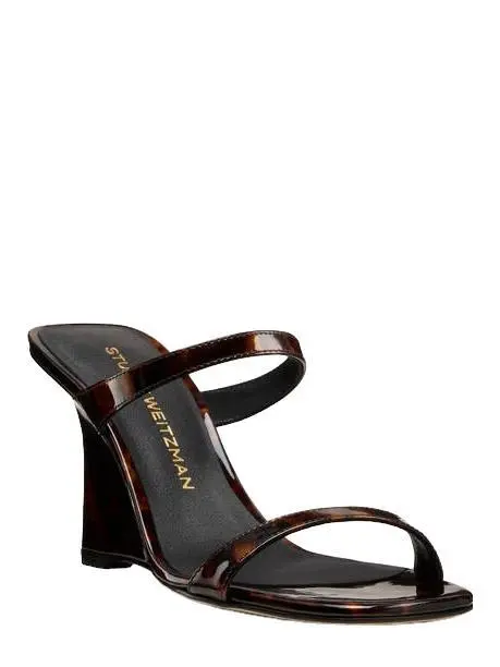 STUART WEITZMAN Vinnie 85 Patent Leather Wedge Slide Sandal - Classic