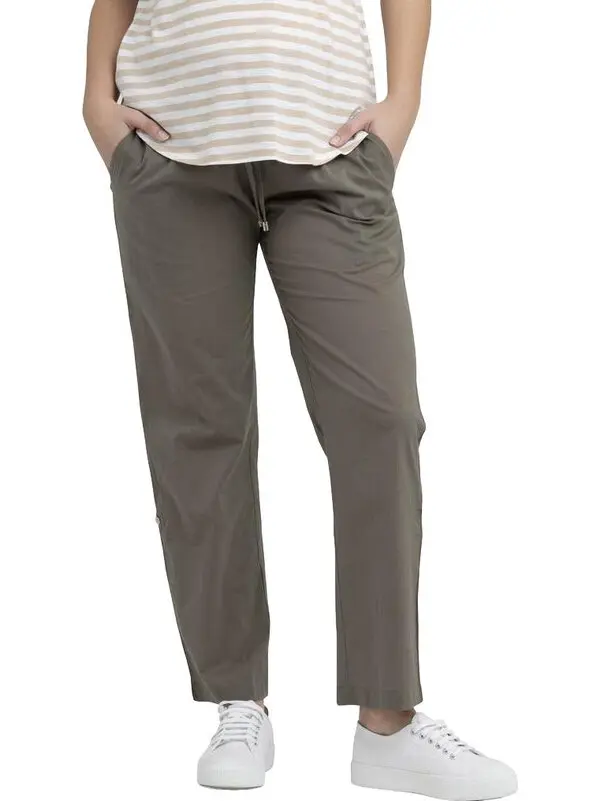 RIPE MATERNITY Wide Leg Cotton Maternity Pants - Moss