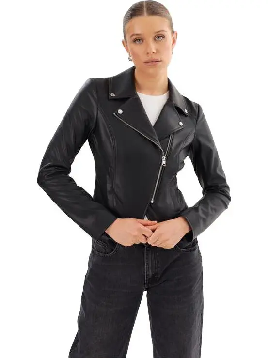 LAMARQUE Fitted Faux Leather Jacket - Black
