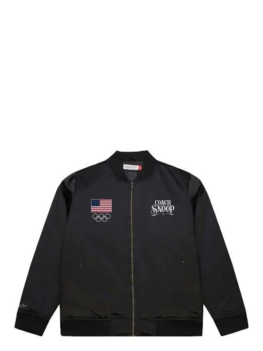 Mitchell & Ness Team Usa Coach Snoop Satin Bomber Jacket - Black