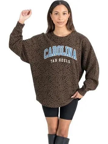 GAMEDAY COUTURE North Carolina Tar Heels Leopard Oversized Sweatshirt - Brown