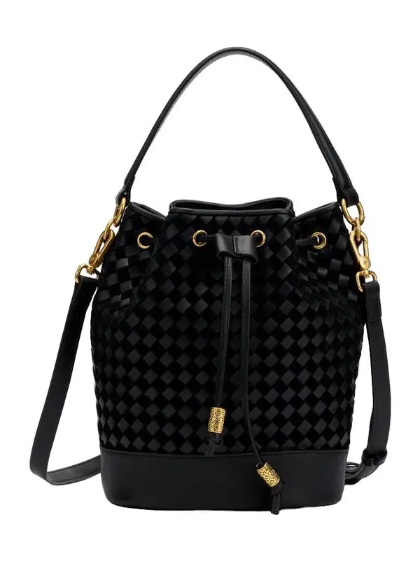 MARC NOLAN Nora Leather Bucket Bag - Black Woven