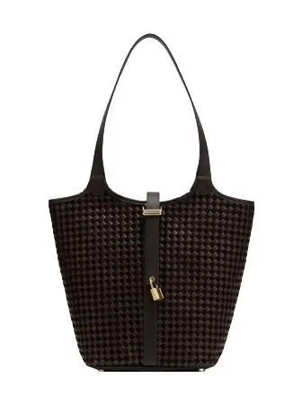 MARC NOLAN Mila Leather Tote Bag - Brown Woven