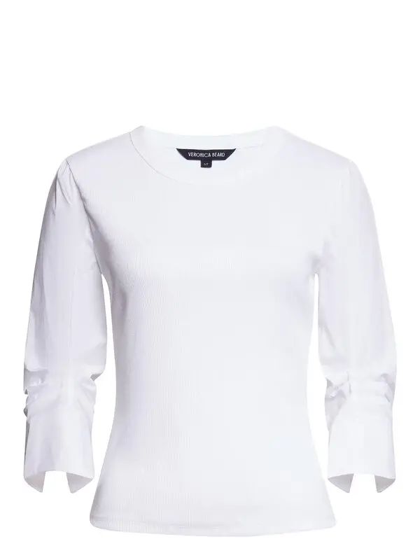 Veronica Beard Junia Mixed Media Top - White