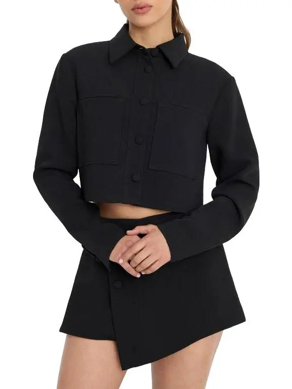 Good American Cropped Button Jacket - Black001