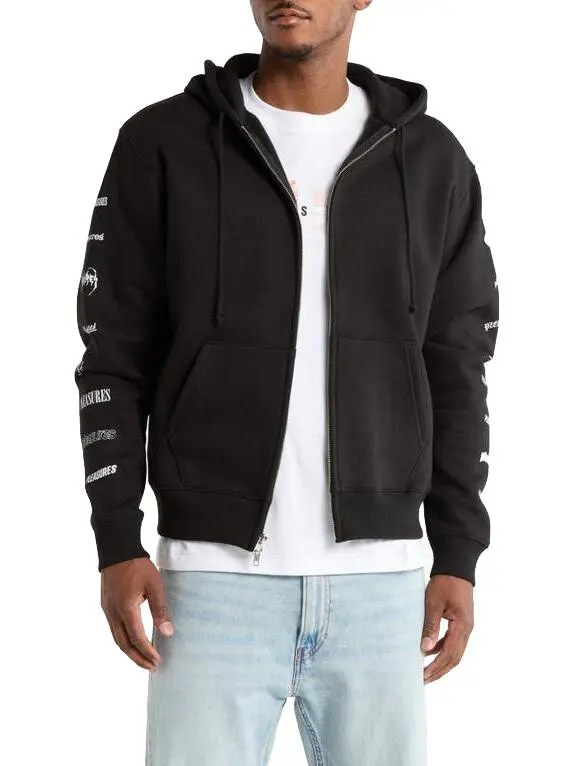 PLEASURES Woodmark Fleece Zip-up Hoodie - Black