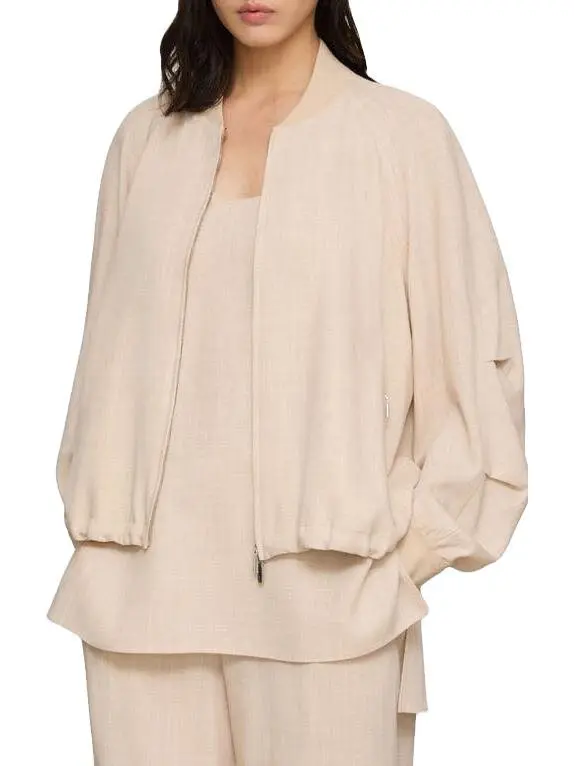 Lafayette 148 New York Oversized Wool & Silk Bomber Jacket - Taupe Melange