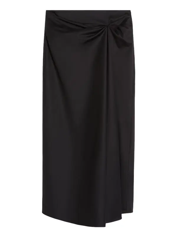 Max Mara Cotton Satin Drape Skirt - Black