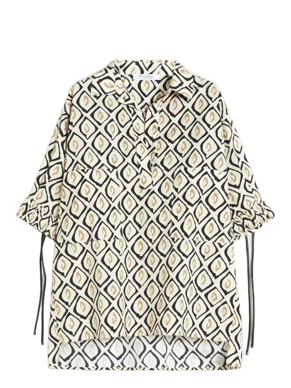Max Mara Printed Oversized Poplin Shirt - Beige
