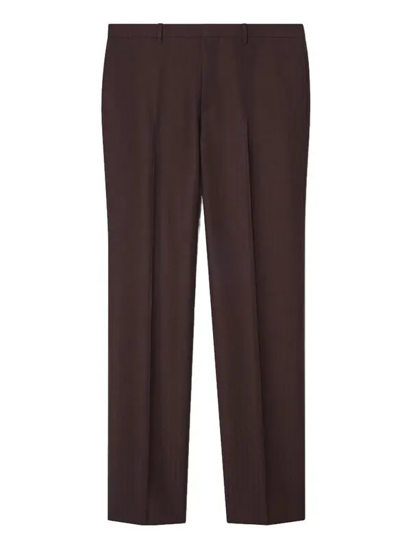 Burberry Striped Wool Mohair Tailored Trousers - Log Brown
