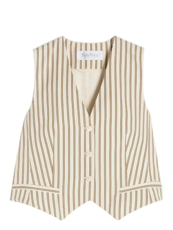 Max Mara Striped Cotton And Silk Canvas Gilet - Beige