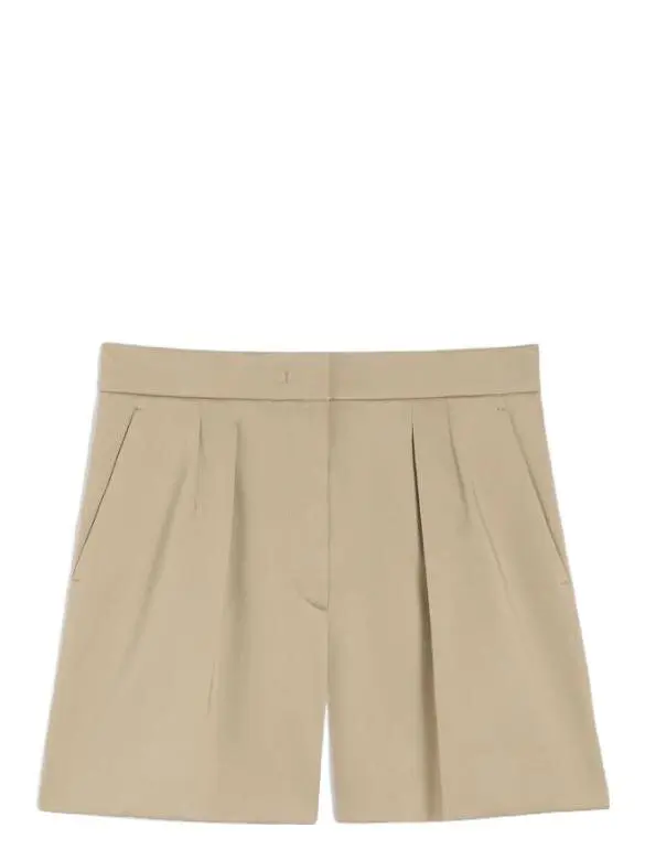 Max Mara Stretch Cotton Satin High-waisted Shorts - Kaki