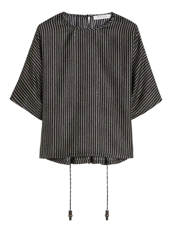 Max Mara Printed Silk T-shirt Blouse - Black White