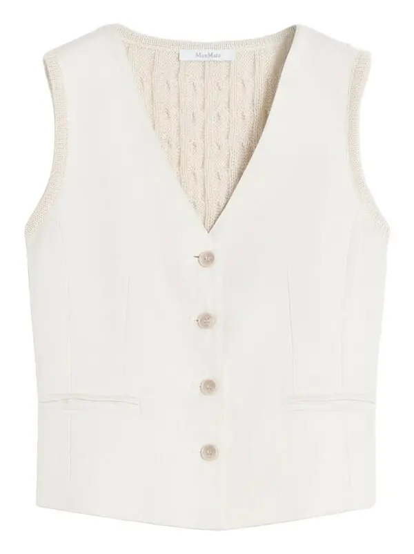 Max Mara Linen And Cable-knit Gilet - Beige