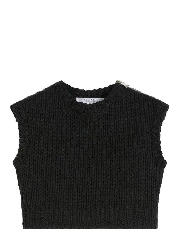 Max Mara Sleeveless Cropped Jumper - Black