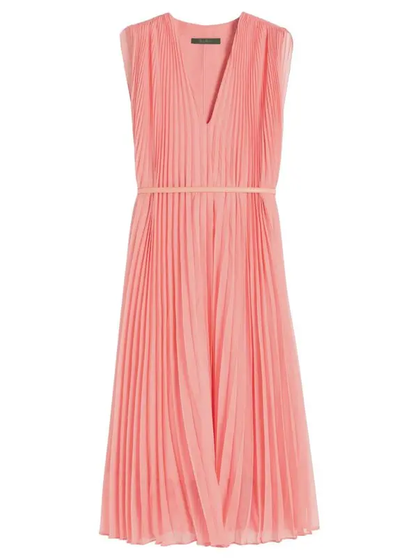 Max Mara Plissé-pleated Chiffon Midi Dress - Pink