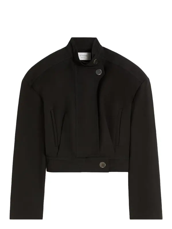 Max Mara Oversized Cotton Bomber Jacket - Black