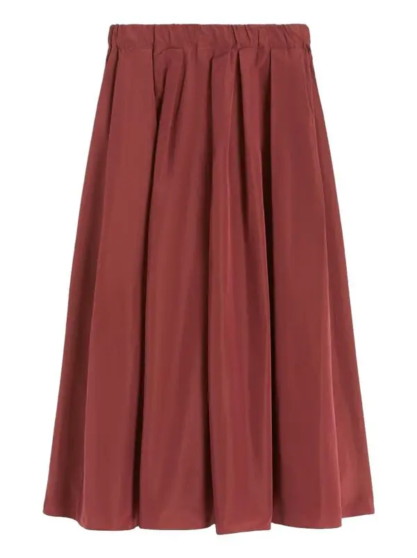 Max Mara Pleated Taffeta Long Skirt - Cherry
