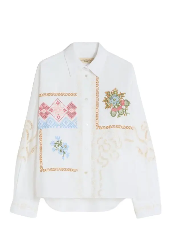 Max Mara Cotton Blouse With Embroidery And Lace - White