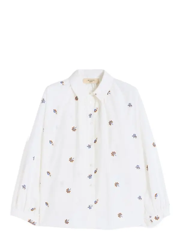 Max Mara Poplin Shirt With Embroidery - White