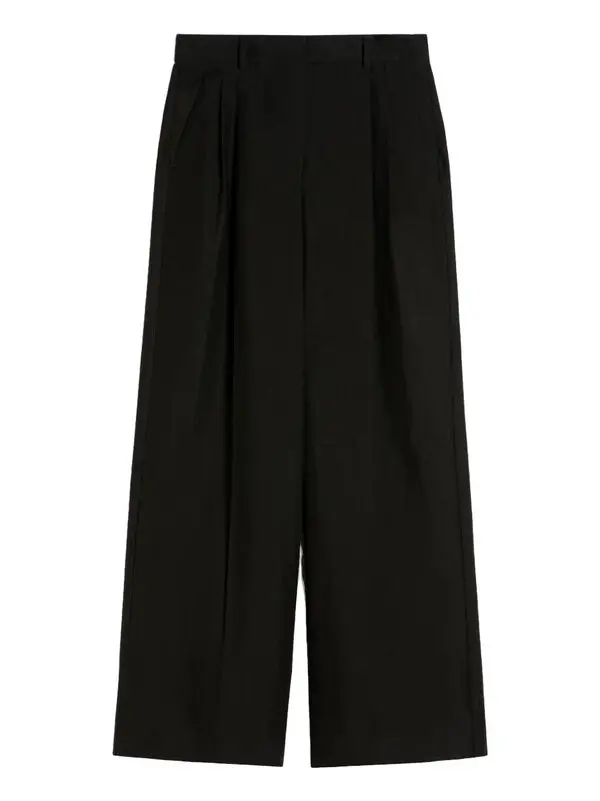 Max Mara Viscose And Linen Wide-leg Trousers - Black
