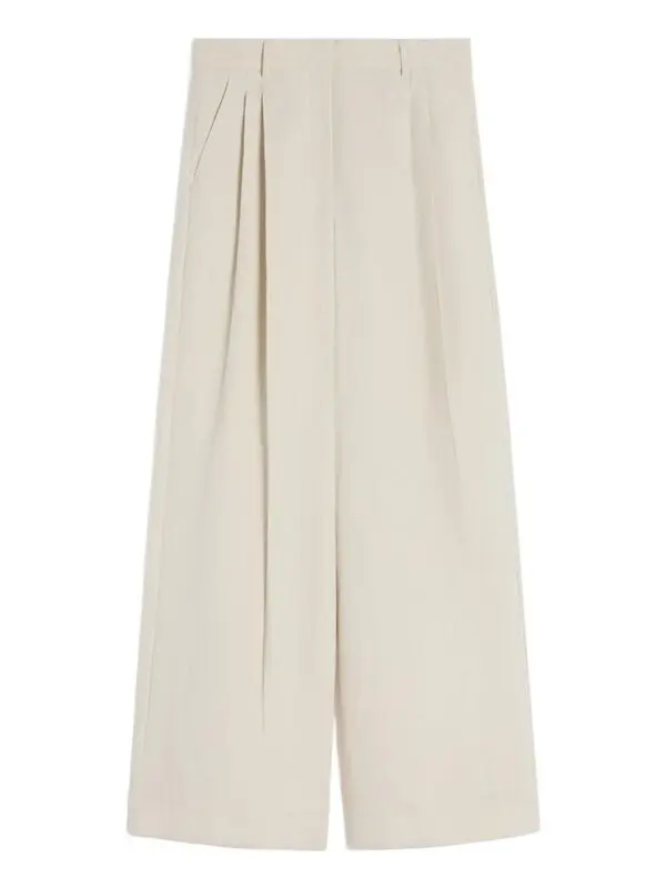 Max Mara Viscose And Linen Wide-leg Trousers - Beige