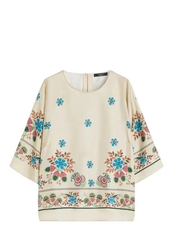 Max Mara Printed Silk Twill Blouse - Ivory