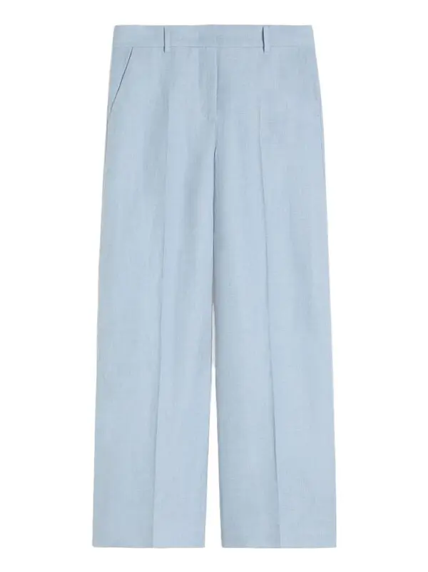 Max Mara Linen Canvas Wide-leg Trousers - Light Blue