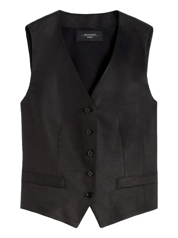 Max Mara Linen Canvas Waistcoat - Black