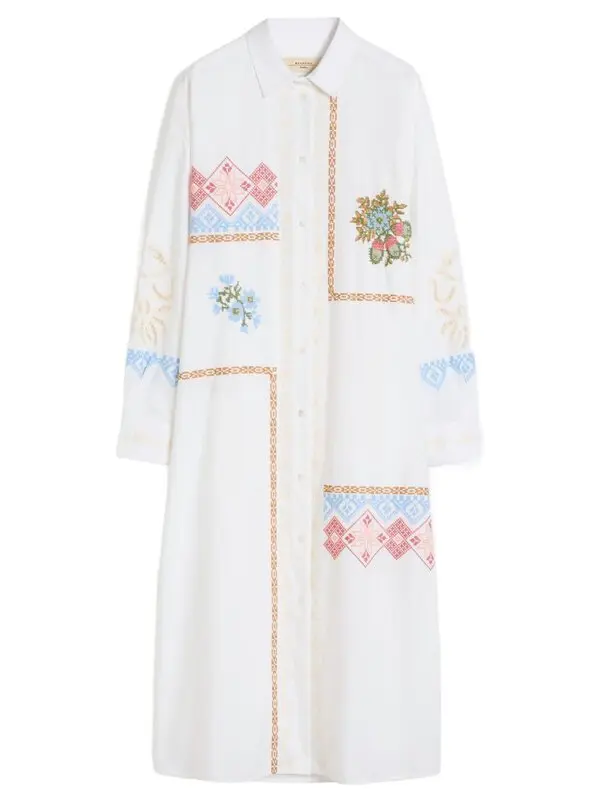 Max Mara Poplin Shirt Dress With Embroideries - White